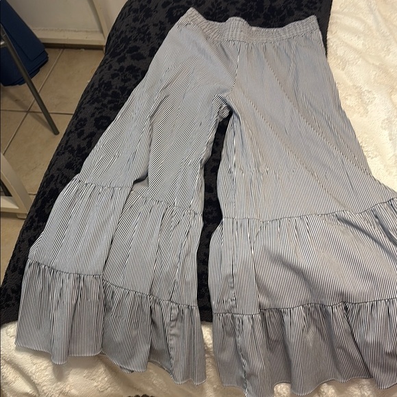 Pants & Jumpsuits | Striped Wideleg Ruffle Pants | Poshmark